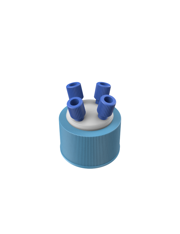 SOLVENT EXTRACTION CAP GL38 4-port with fittings – LabLids
