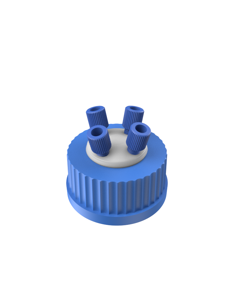 SOLVENT EXTRACTION CAP GL45 4-port with fittings – LabLids