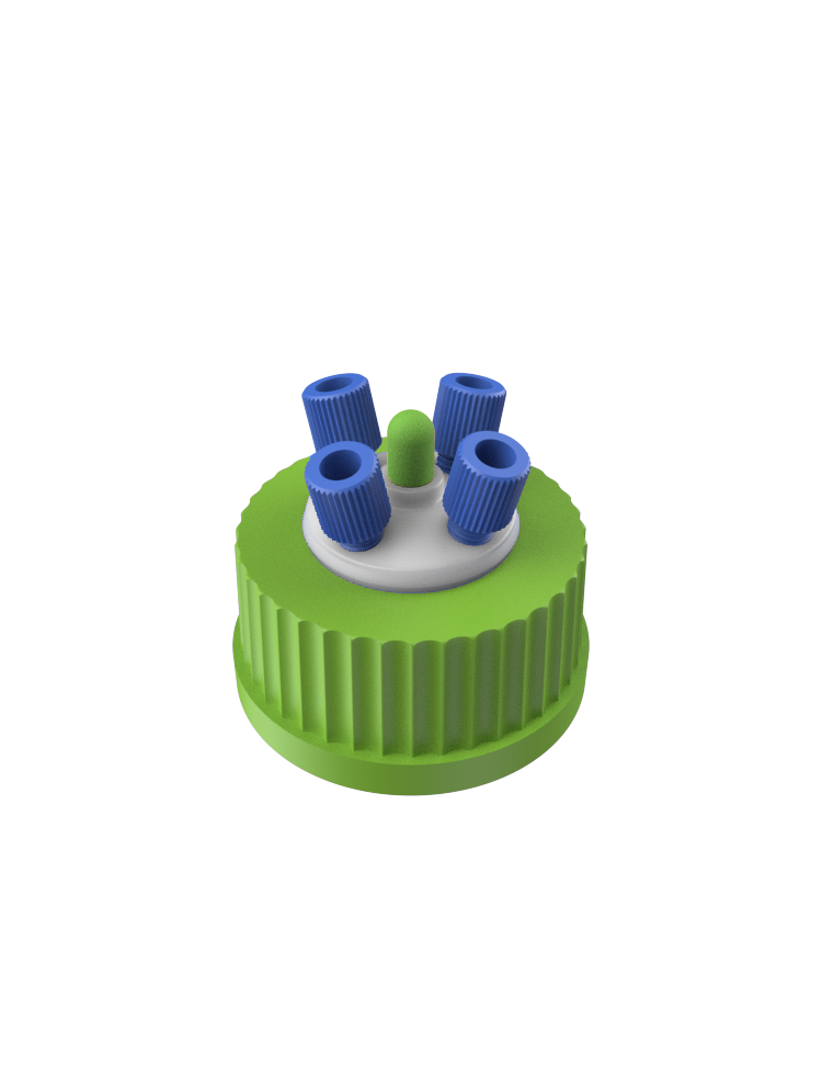 SOLVENT EXTRACTION CAP GL45 4-port Viton valve with fittings – LabLids